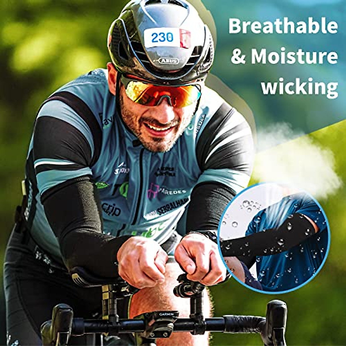 YESLIFE Black UPF 50 Cooling Sports Arm Sleeve for Women, Men & Kid, UV Sun Protection Arm Sleeves for Men & Women - Tattoo Cover Up