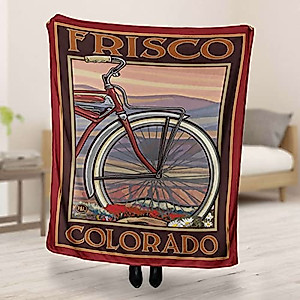 Frisco Colorado Old Half Bike Ultra Fleece Bed Sofa Travel Cozy Blanket from Travel Artwork by Artist Paul A. Lanquist 60" x 80".