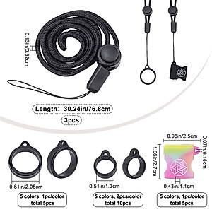 CRASPIRE 23Pcs Anti-Lost Lanyard Set 3pcs Lanyard Strap 5pcs Necklace Lanyards Pendant Holder 15pcs Silicone Rubber Rings Adjustable Fixing Rings Pen Protective Ring Replacement Multipurpose Keychain