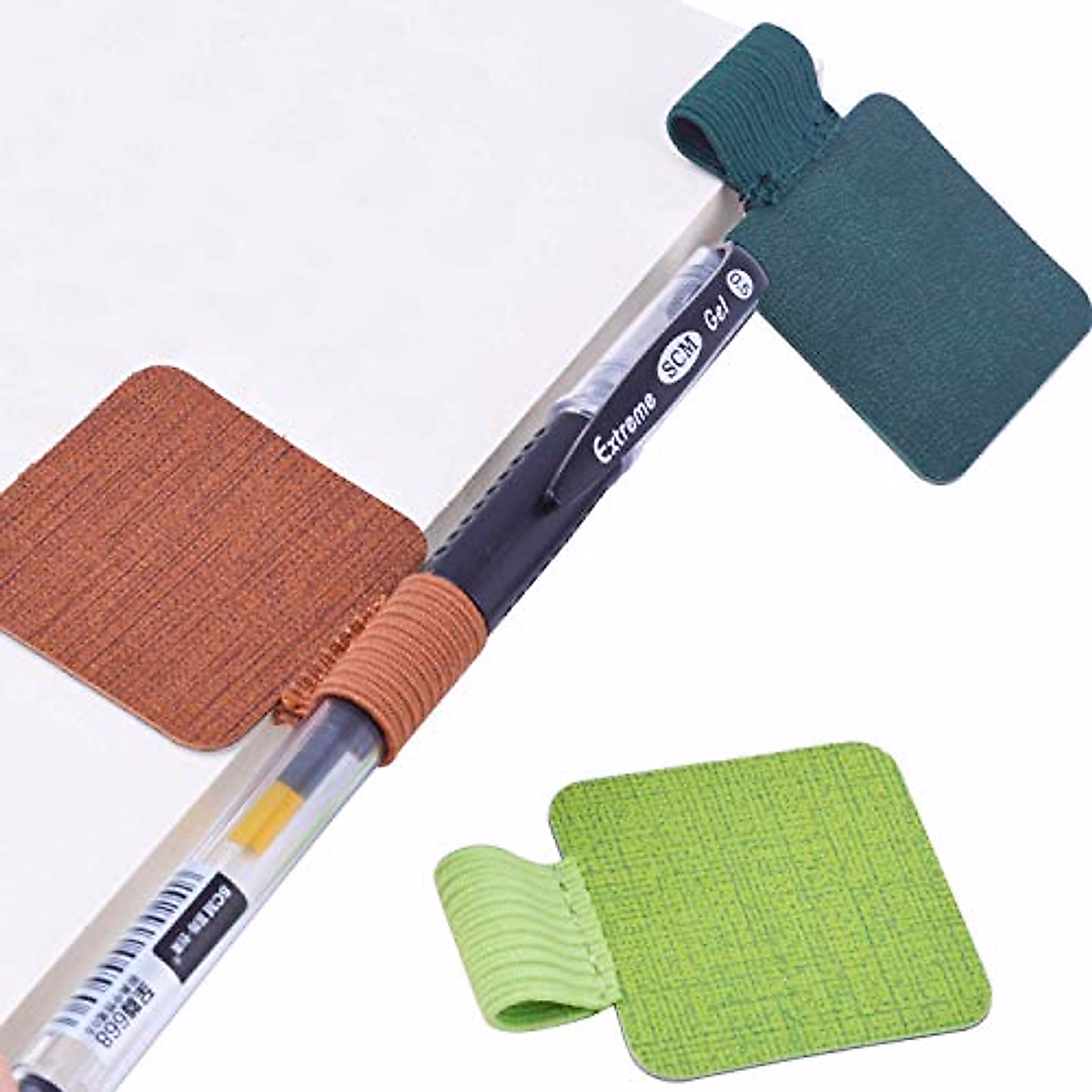 BronaGrand 8pcs Self-adhesive Leather Pen Holder with Elastic Loop for Notebooks, Journals,Calendars and Planners(8 Colors)