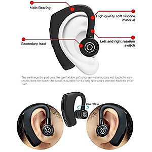 ISCREM Bluetooth Headset Wireless Business Single earpiece Voice Answer in Ear Earbuds for Trucker Driving Running 10 Hour Battery Noise Cancelling Headphones Black V9
