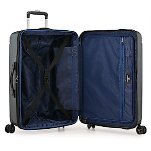 Traveler's Choice New London II Hardside Expandable Spinner Luggage, Navy, Checked-Medium 26-Inch