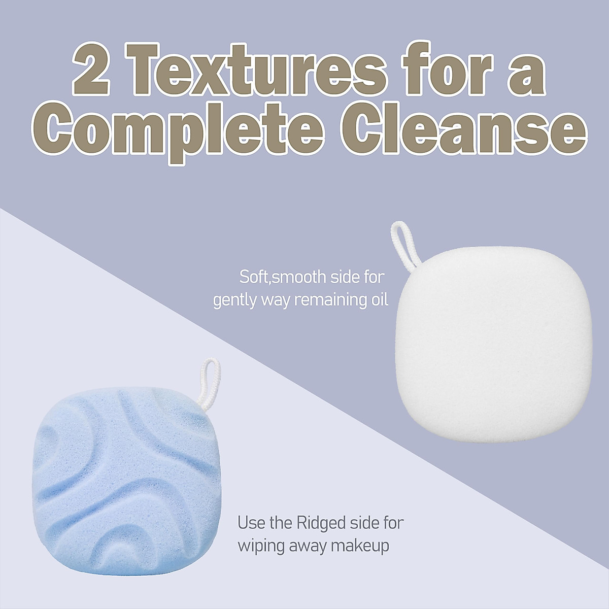myHomeBody Face Wash Sponges, Face Sponge for Washing Face, Facial Sponges for Cleansing and Exfoliating, Cleansing Sponges for Face, 2 Sides, 2 Textures, 2 Pack