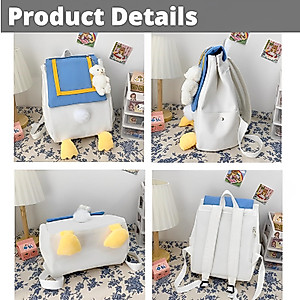 ooibnn Kawaii Backpack With Cute Accessory WithAnti-thief Pocket Pins Blue And Yellow Cute Duck Lightweight Laptop Bag