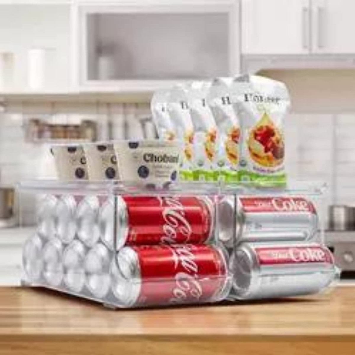 Soda Can Organizer for Refrigerator - Drink Organizer for Fridge - Beverage Dispenser for Fridge - Stackable Soda Can Organizer for Pantry -2 Pack Small and Large