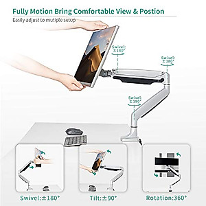 EleTab Single Monitor Arm Stand Full Motion Height Adjustable Monitor Desk Mount Fits for Computer Screen 13 to 34 inches, Hold up to 19.8 lbs