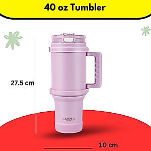 MEDA 40 oz Tumbler with Handle (Foldable) – Insulated, Reusable Stainless Steel Travel Coffee Mug – Perfect for Travel, Water, Iced Tea, Coffee – Ideal Easter Gift (Lilac)