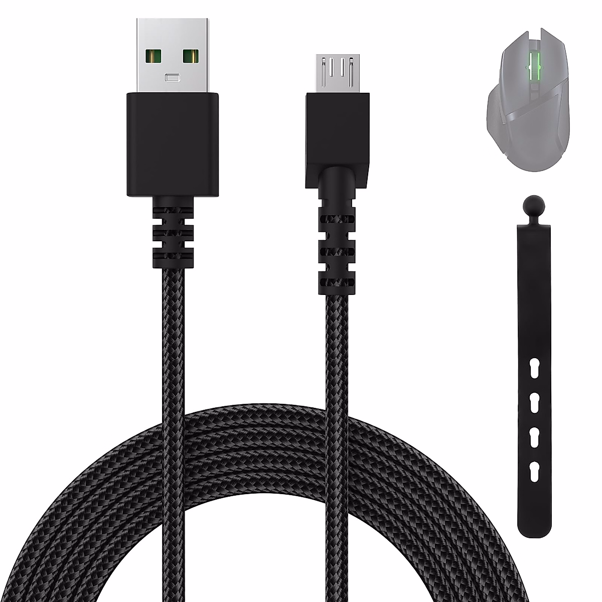 Alitutumao Viper Ultimate Braided Mouse Charging Cable USB Micro Cord Compatible with DeathAdder V2 Pro, Razer Naga Pro, Naga Pro 20000 DPI, Basilisk, Viper Ultimate Wireless Gaming Mouse
