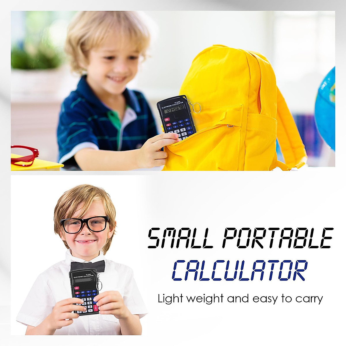 Kanayu 50 Pcs Calculators for Kids Bulk Classroom Supplies Operation Christmas Basic Pocket Calculator Black Mini Small Student with Flip Cover 8 Digit Display Key Ring Portable Back to School Gift