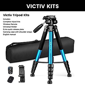 Tripod for Camera, 72" Camera Tripod with Remote, Heavy Duty Tall Camera Tripod Stand, Professional Aluminum Video Tripod, Compatible with Gopro/Camcorder/Binocular