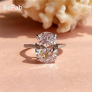 BeFab 925 Sterling Silver 14x10mm 5.81 Ct Oval Solitaire Engagement Ring Large Oval-cut Cz Cocktail Ring (7)