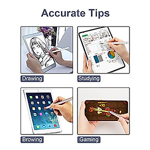 Stylus Pen for iPad 2 Pack, LIBERRWAY 2 in 1 Disc Stylus Pens for Touch Screens, Capacitive Stylus with Magnetic Cap, Compatible with iPad iPhone Pro Android Chromebook (White & Rosegold)