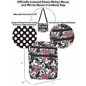 Disney Crossbody Bag Mickey & Minnie Mouse Travel Passport (Mickey Minnie Grey)