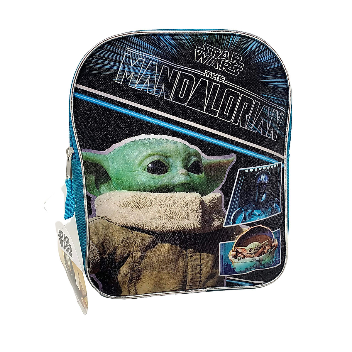 Fast Forward Star Wars"The Child" Baby Yoda 11" Plain Front Mini Backpack, Black, Small