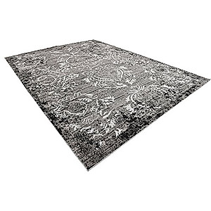 Unique Loom Outdoor Botanical Collection Area Rug - Manchester (9' x 12' 2" Rectangle, Light Gray/ Black)