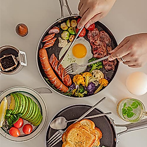 Dr.HOWS SHINE Nonstick Coating Frying Pan, Wok For Induction, Electric, Halogen and Gas Cooktops, Stainless Handle, PFOA free (Shine Wok 24cm)