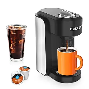 CHULUX 1000W Compact Single Serve Coffee Maker, Instant One Cup Coffee Pod Maker for K Cup & Ground Coffee, Stainless Steel Capsule Coffee Machine, 90s Fast Brewing