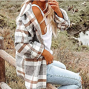 Flannel Shirts for Women Shacket Jacket Plaid Button Down Shirts Womens Fall Fashion 2023 Womens Flannel Shirts Long Sleeve