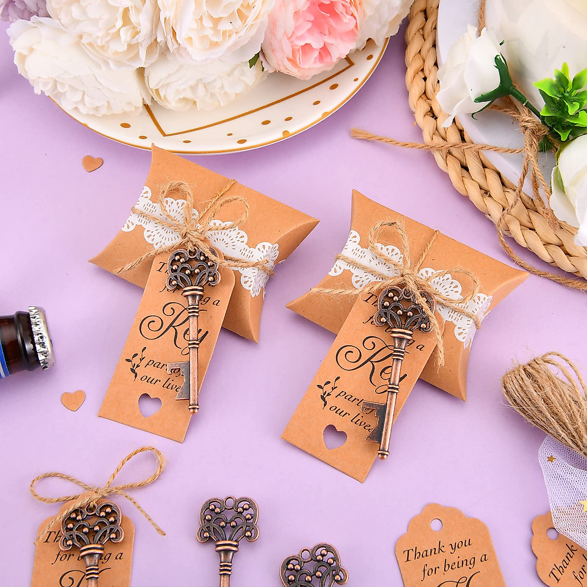 100 pieces retro Hollowed out skeleton Key Bottle opener Wedding gift wedding party return gift to guests