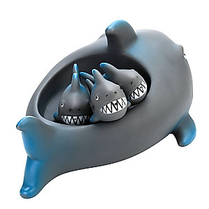 Playmaker Toys Rubber Shark Family Bath Toy or Pet Toy Set