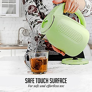 Ovente Portable Electric Kettle Stainless Steel Instant Hot Water Boiler Heater 1.7 Liter 1100W Double Wall Insulated Fast Boiling with Automatic Shut Off for Coffee Tea & Cold Drinks, Green KD64G