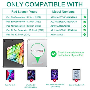 Rotating Case for iPad 9th/8th/7th Generation, Case for iPad Air 3rd, Case for iPad Pro 10.5 inch, 360 Degree Rotating Multi-Angle View Stand Cover Pencil Holder Auto Wake/Sleep, Colorful Smoke