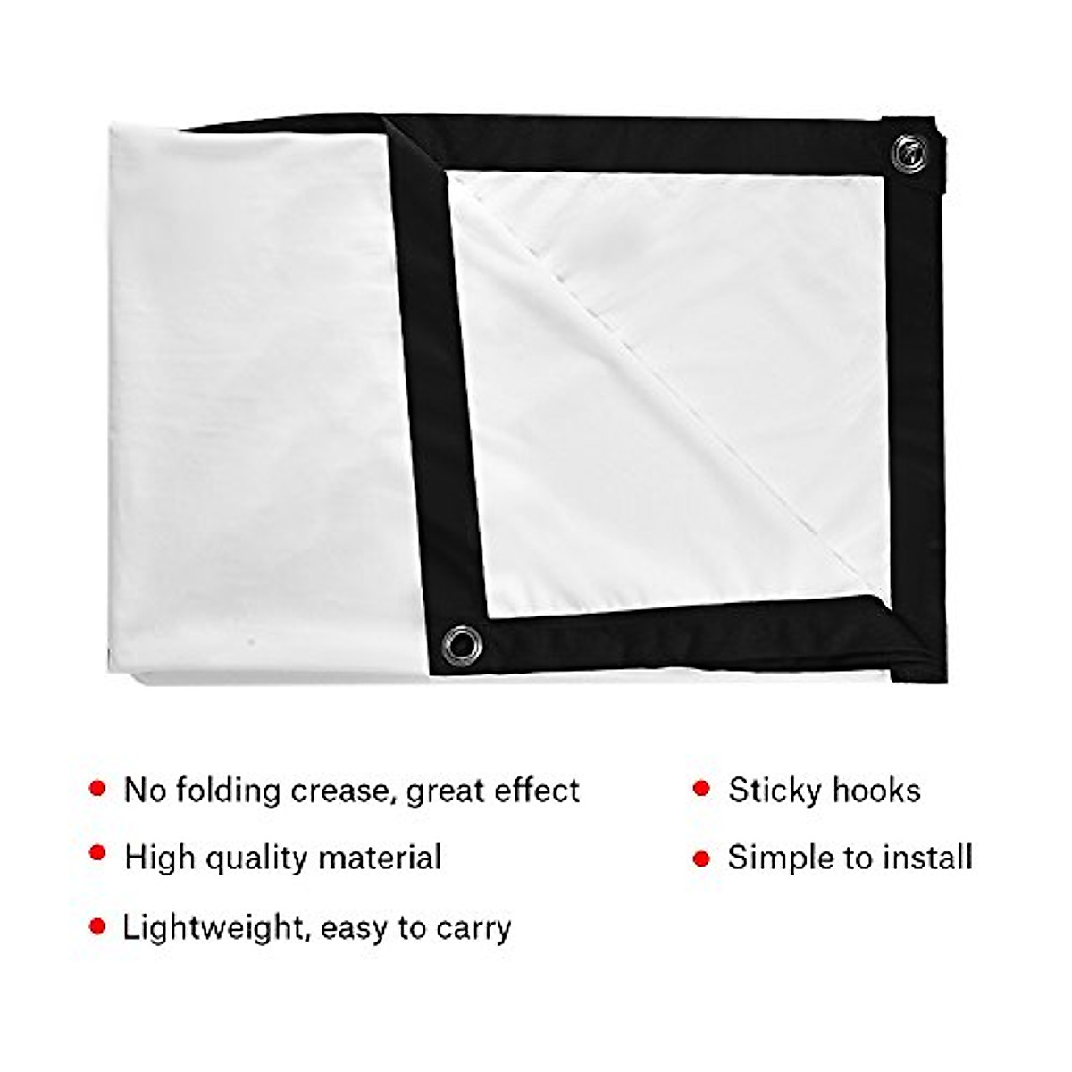 Yosoo Health Gear Portable Projector Screen, Foldable Anti-Crease Projector Movie Screen for Home Outdoor Indoor(100 Inch)