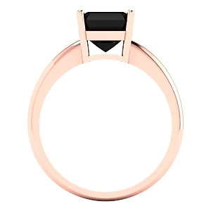 2.0 ct Asscher Cut Solitaire Natural Black Onyx Engagement Wedding Bridal Promise Anniversary Ring 18K Rose Gold Size 6.75