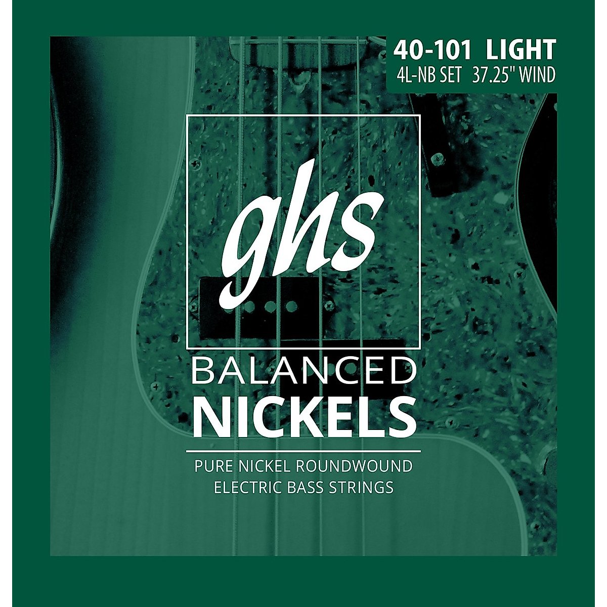 GHS Strings GHS Balanced Nickels 4 Bass Strings Light Gauge (37.25" Winding) (4L-NB), Silver