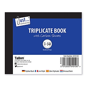 Just stationery Half Size Triplicate Book Notebook, Multi, 1-Pack, 4019