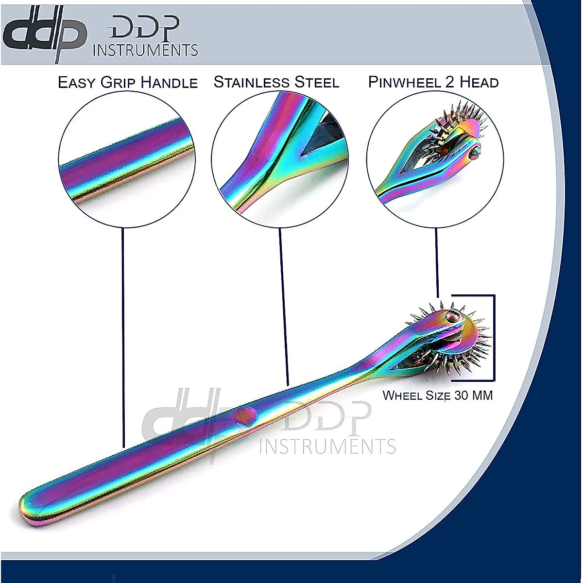 DDP Wartenberg Pin Wheel Pinwheel Double Head Diagnostic Multi Color Rainbow