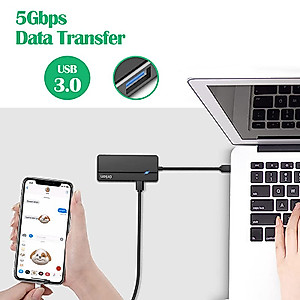 Orlian 4 Port USB 3.0 Hub Ultra Slim 5Gbps High Speed USB Hub with LED Indicator 4 in 1 USB Splitter for PC Laptop Surface Chromebook PS4 Xbox [Charging NOT Supported]