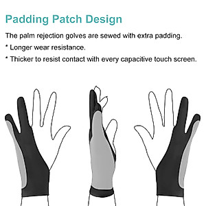 Mixoo Artists Gloves 2 Pack - Palm Rejection Gloves with Two Fingers for Paper Sketching, iPad, Graphics Drawing Tablet, Suitable for Left and Right Hand (Medium)