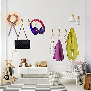 MRYUWB 8 Pcs Nature Wooden Coat Hooks Wall Mounted, Vintage Single Wall Wood Hook, Wood Wall Storage Organizer Hangers for Hats, Coats, Backpack (Natural Color 8)
