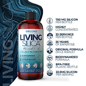 Living Silica Collagen Booster Liquid | Vegan Collagen Boosting Drink | Supports Healthy Collagen and Elastin Production for Joint & Bone Support, Glowing Skin, Strong Hair & Nails. 16.9 oz