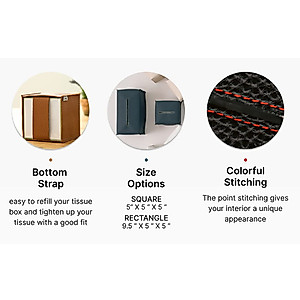 VETY[EmphaSeams] Bottom Touch Fastener-Tissue Box Cover, PU Leather 9.5"x5"x5" Rectangle-Bathroom Organizer,Accessories, Bathroom Vanity, Countertop, Night Stand, Office Desk, Modern Stylish - Mint