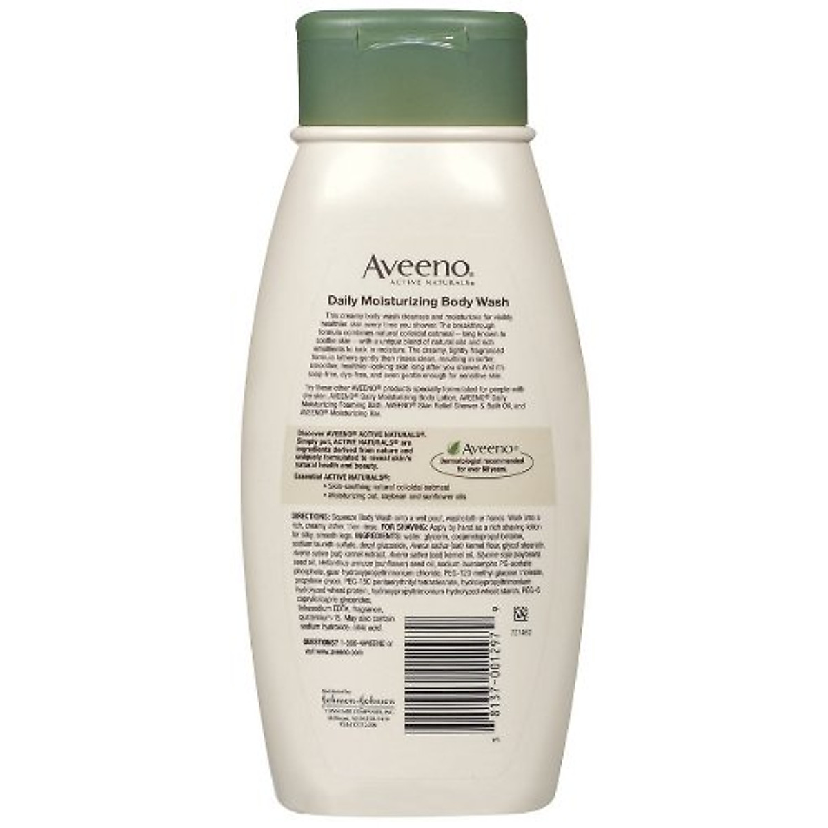 Aveeno Active Naturals Daily Moisturizing Body Wash with Natural Oatmeal, 18-Ounce Bottles (Pack of 3)