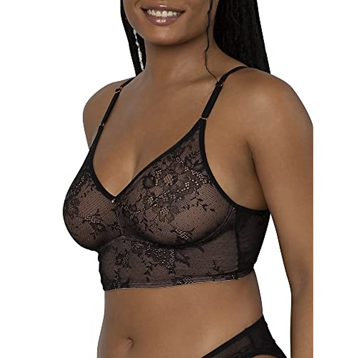 Smart & Sexy womens Sa1451 Bra, Black Hue (Smooth Lace), Large US