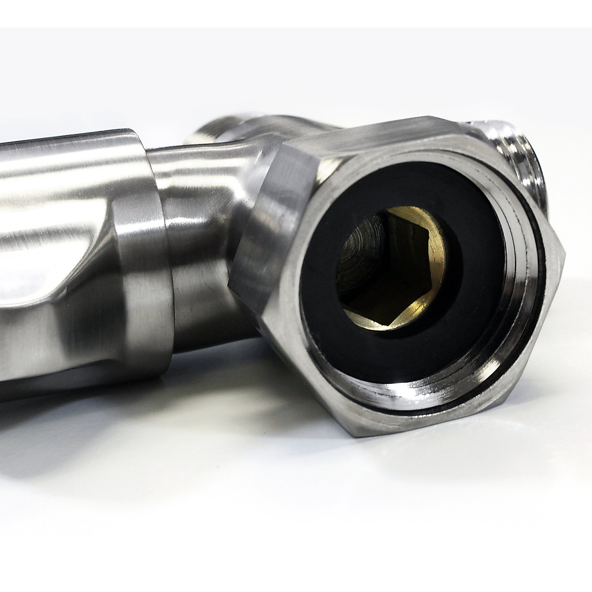 Luxe Bidet Metal T-adapter with Shut-off Valve, Winged 3-way Tee Connector, Nickel Finish, for Luxe Neo Bidets