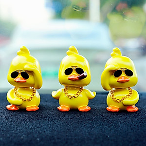 IBWell Cute Yellow Duck Car Ornaments Funny Duck Car Toy, Bobble Head Doll for Car Dashboard Decorations Accessories