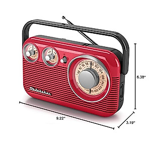 Studebaker SB2003 Retro Portable AM/FM Radio (red/Black)