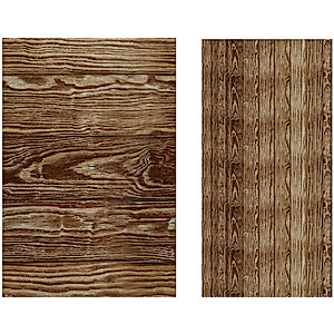 Iconikal Woodgrain Plastic Tablecloth Table Cover, Aged Clear Hemlock, 54 x 108-Inches, 3-Pack