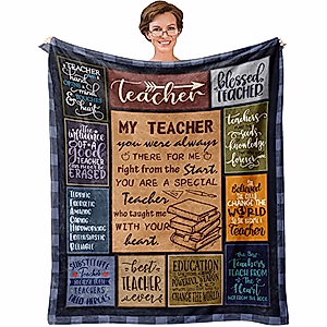 Muxuten Teacher Appreciation Gifts Blanket 60"x50", Teacher Gifts for Women, Best Gifts for Teachers, Teacher Birthday Gifts,Thank You Gift for Music/Math/Teacher,Retirement Teacher Gifts,Teachers Day