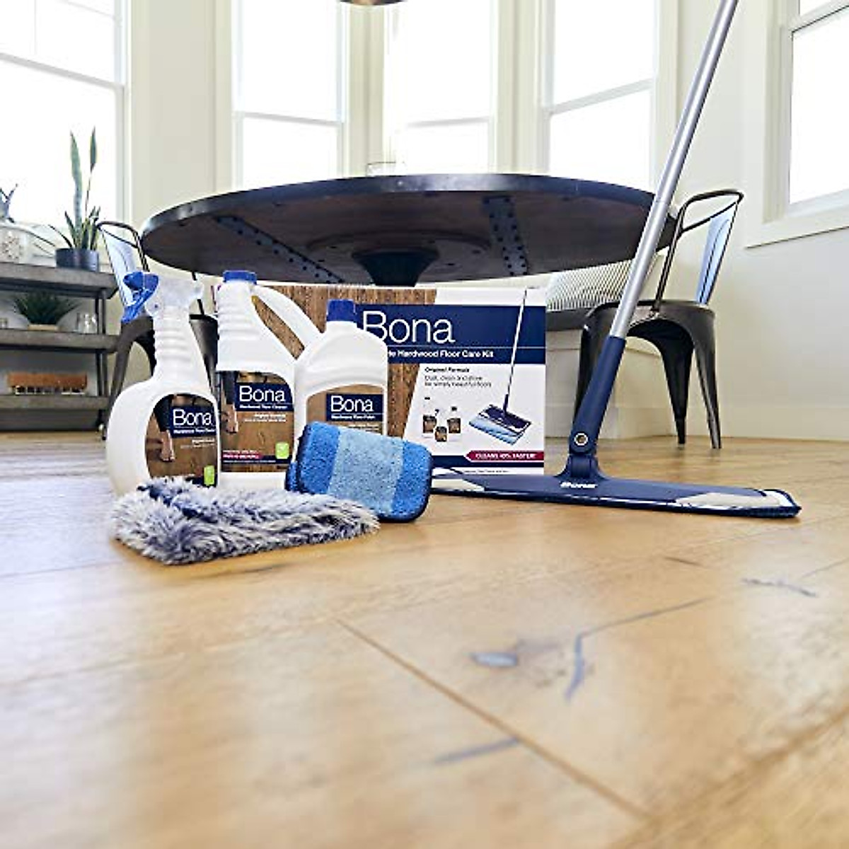 Bona Ultimate Hardwood Floor Care Kit - Includes Microfiber Mop, Hardwood Floor Cleaning Solution and Refill, Hardwood Floor Polish, Microfiber Cleaning Pads, and Microfiber Dusting Pad