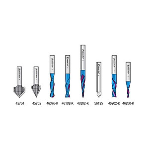 Amana Tool AMS-177-K 8-Pc CNC Router Bit Collection Featuring V-Grooves Point Roundover and Multi-Purpose Spektra Bits 1/4 Shank in Wooden Box