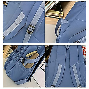 MeganJDesigns Cute Aesthetic Backpack for Teens Girls Boys College High Middle School Student Lightweight Book Bag Casual Kawaii Daypacks (B-Blue Aesthetic Backpack)