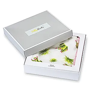 LollyBanks Muslin Quilt Blanket, Large 47 x 47 Inches Versatile Crib Blanket for Baby Girls, 6 Layers Newborn Blanket, Soft Blend 70% Viscose Made from Bamboo + 30% Cotton, Registry (Cactus Print)