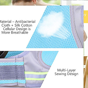 Jolik Child Motorcycle Safety Harness Reflective Strip with 4-in-1 Buckle, Breathable Material - Blue