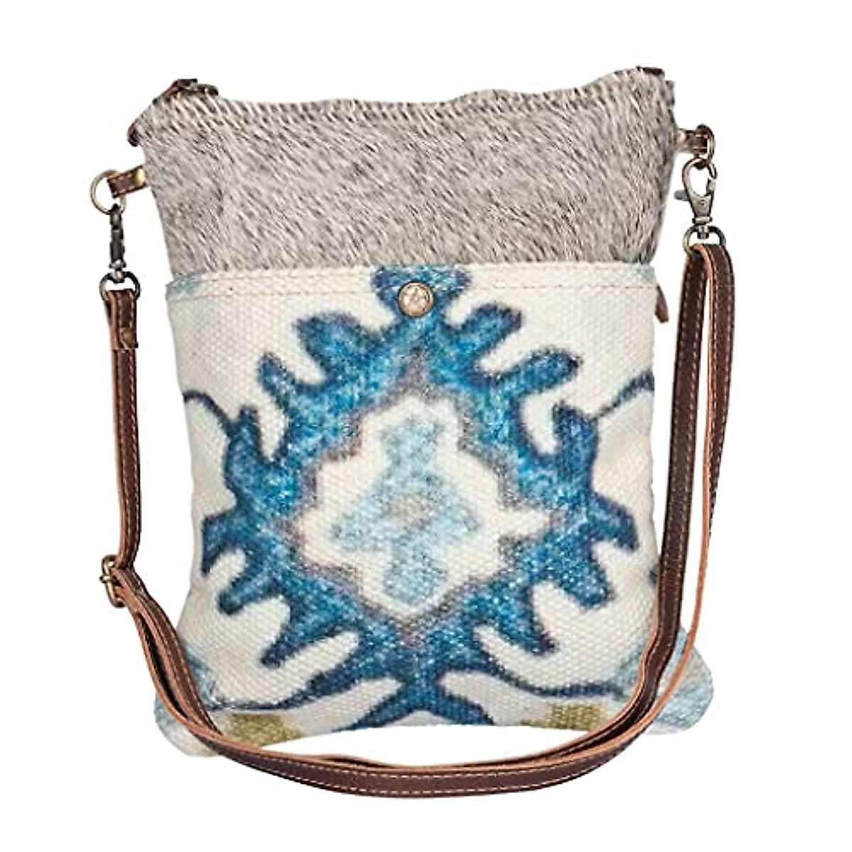 Myra Bag Bewitching Hues Small & Crossbody Bag Upcycled Canvas, Leather, Cowhide & Rug S-2178