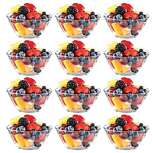 Vikko Glass Bowls, Set of 12, Glass Dessert Bowls, 7 Ounce Glass Dish for Dessert, Candy, Kitchen Prep, Dishwasher Safe